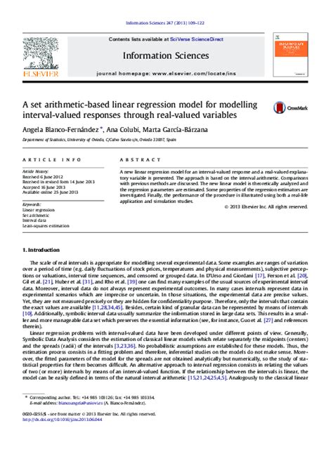 Pdf A Set Arithmetic Based Linear Regression Model For Modelling Interval Valued Responses
