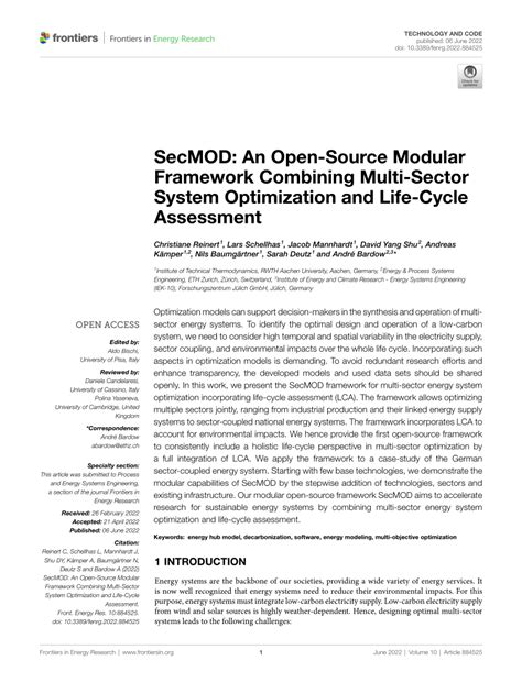 Pdf Secmod An Open Source Modular Framework Combining Multi Sector System Optimization And