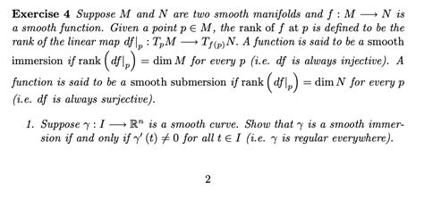 Solved Exercise 4 Suppose M And N Are Two Smooth Manifolds