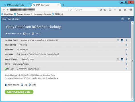 Copy Data To Hadoop Using SAS Data Loader SAS Users