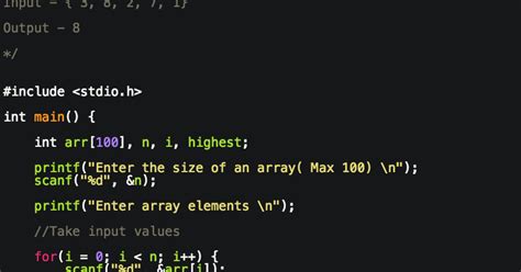Programming Tutorials C Program To Find Highest Number In An Array