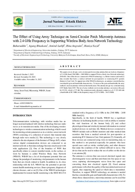 Pdf The Effect Of Using Array Technique On Semi Circular Patch Microstrip Antenna With 24 Ghz