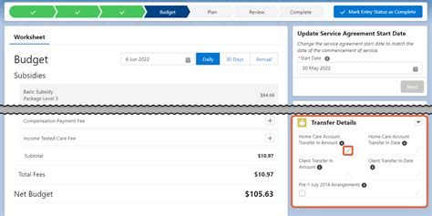 Capture Transfer Details On An Hcp Clients Budget During Onboarding Lumary