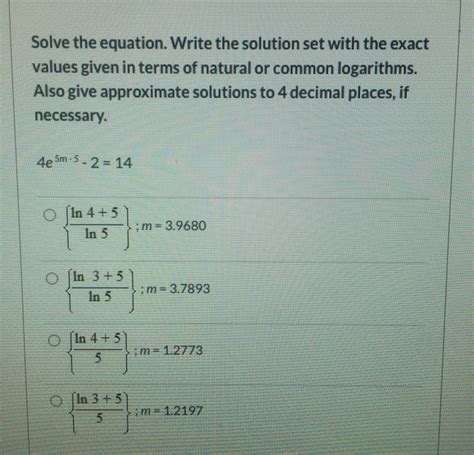 Solved Solve The Equation Write The Solution Set With The Chegg Com