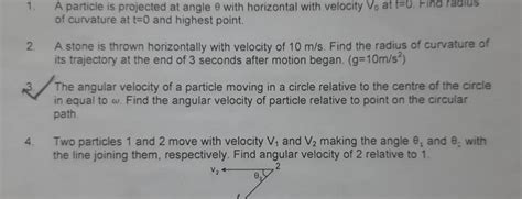 A particle is projected at angle θ with horizontal with velocity V a