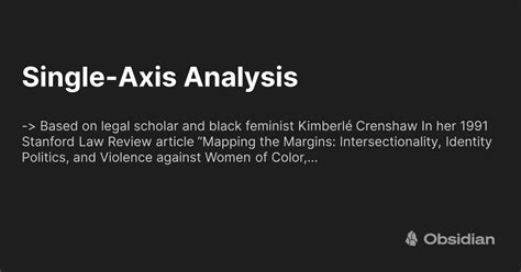 Single Axis Analysis Obsidian Publish