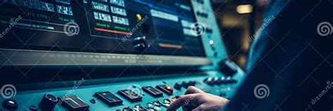 hand operating cnc machine control panel for precise data input and advanced control stock