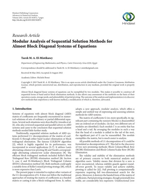 Pdf Modular Analysis Of Sequential Solution Methods For Almost Block