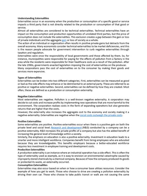 Week 1 Notes Pdf Externality Subsidy