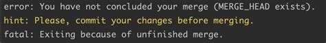 Git Git Pull 실패 오류 You Have Not Concluded Your Merge Mergehead