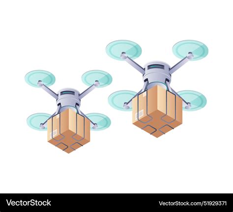 Drone Delivery For Parcel Shipping Isometric Vector Image