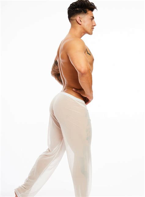 N2n Bodywear Men White Freedom X Mesh Sheer Pants Lounge Wear Size L Xl