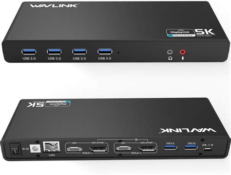 Wavlink Docking Station Universal Usb 3 0 Usb C Para 5k Dual 4k 60hz Saída De Vídeo Dual