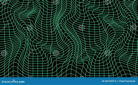 Abstract Green Wavy 3d Mesh On A Dark Background Geometric Dynamic
