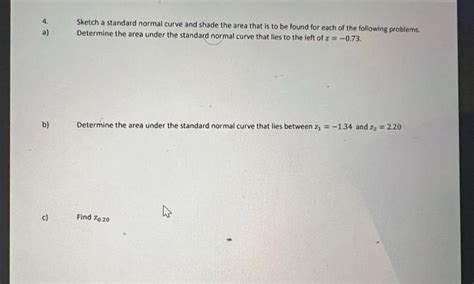 Solved Sketch A Standard Normal Curve And Shade The Area Chegg