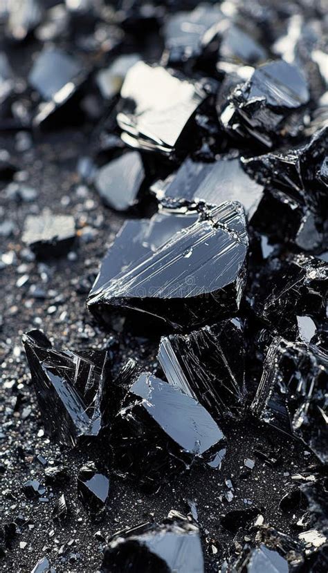 Volcanic Glass Shards Obsidian S Reflective Surface And Jagged Edges