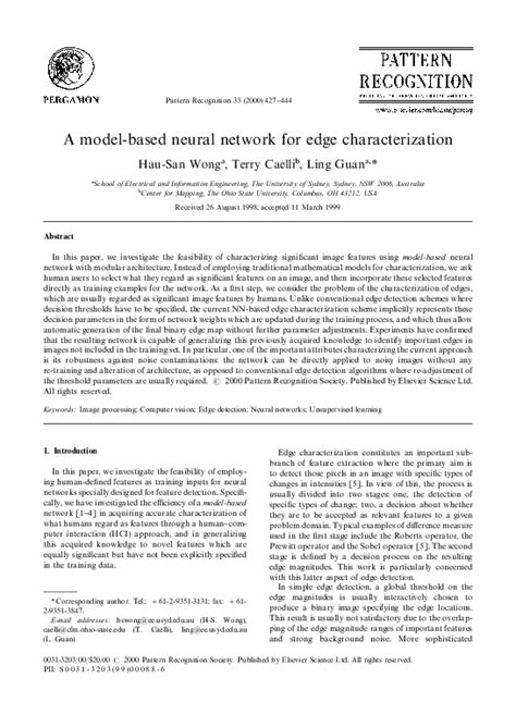 Pdf A Model Based Neural Network For Edge Characterization
