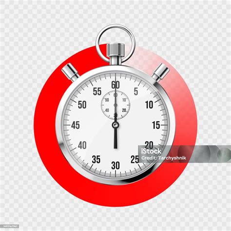 Realistic Classic Stopwatch Shiny Metal Chronometer Time Counter With Dial Red Countdown Timer