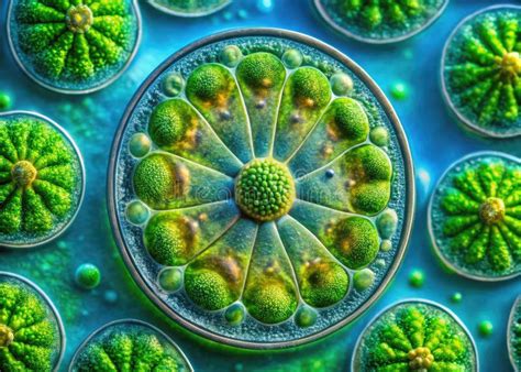 Detailed Microscopic View Of A Vibrant Chlorophyta Algae Cell Unveiling
