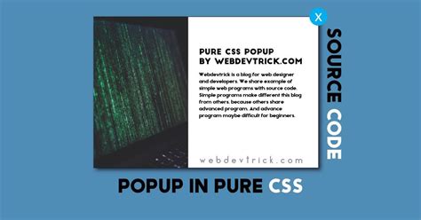 Popup In Pure Css And Html Without Javascript Get Example With Source Code Rcss