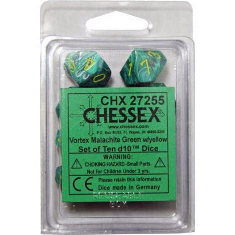 Vortex Malachite Greenyellow D10 Dice 10 Dice Chx27255