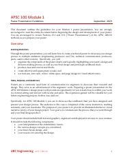 APSC 100 Module 1 Poster Presentation Guidelines Course Hero