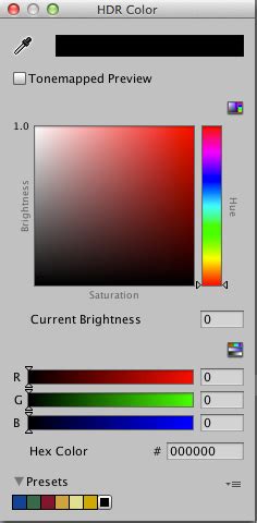 Unity Manual HDR Color Picker