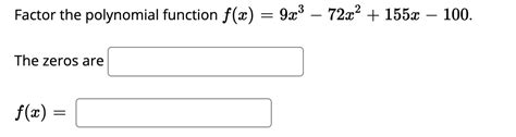 Solved Factor The Polynomial Function Chegg