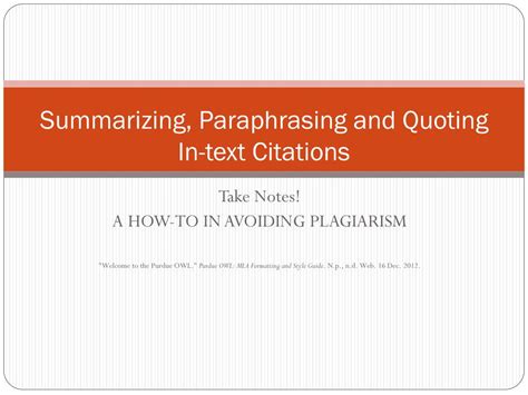 Ppt Summarizing Paraphrasing And Quoting In Text Citations Powerpoint Presentation Id4038401