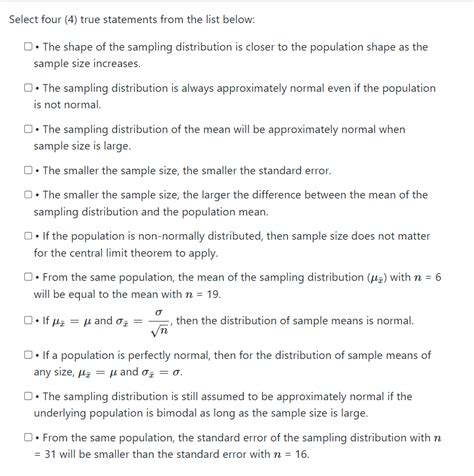 Solved Select Four True Statements From The List Chegg