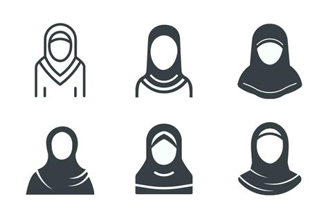 Muslim Woman Hijab Woman Set Icon Isolated Vector Illustration On
