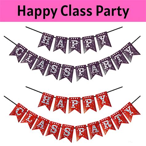 Happy Class Party Paper Banner Vibrant Red Banner For Class
