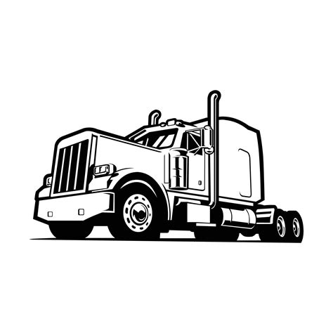 Big Rig 18 Wheeler Semi Truck Tractor Side View Silhouette Vector Art