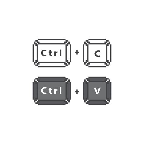 copy and paste ctrl c and ctrl v button pixel art 8 bit icon vector