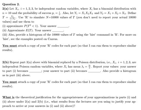 Solved Question A Let Xi I Be Chegg Com