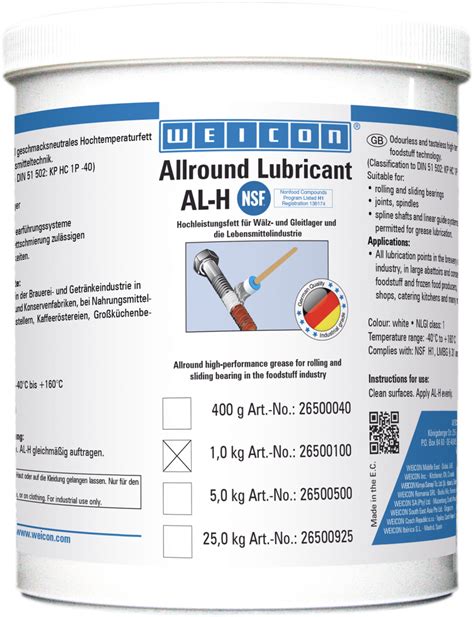 Al H Yüksek Performanslı Gres Gıdaya Uygun Yüksek Sıcaklık Gresi 10033374