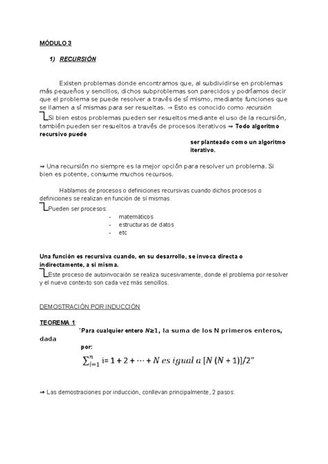 Mod 3 Resumen Algoritmos Y Estructuras De Datos I MÓdulo 3 1 RecursiÓn Existen Problemas