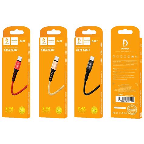 Кабель USB Denmen D02T USB - Type-C (2,4A) ТКАНИНОВА ОПЛЕТКА BLACK (ID ...