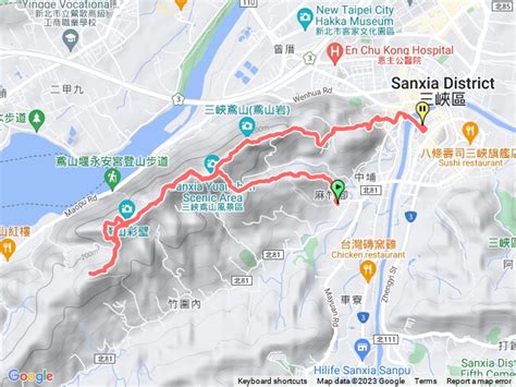 三峽鳶山群山 鳶尾山登山口鳶尾山鳶山東峰長春嶺鳶山鳶山彩璧五十分山返回長春嶺往左鳶山岩鳶山大鐘三峽老街大巴停車場 健行筆記