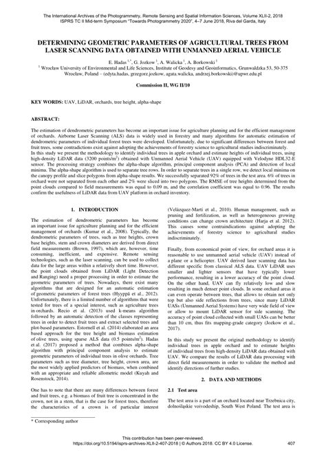 Pdf Determining Geometric Parameters Of Agricultural Trees From Laser Scanning Data Obtained