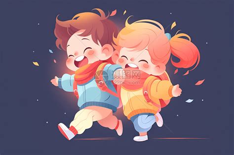 手牵手行学的小伙伴插画图片下载 正版图片600869175 摄图网