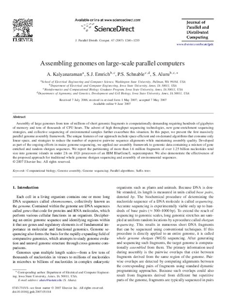 pdf assembling genomes on large scale parallel computers