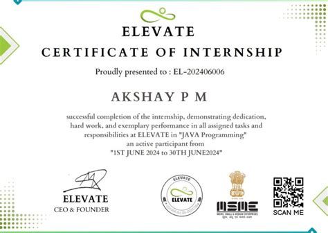 Akshay P M On Linkedin Internshipexperience Javaprogramming Elevate