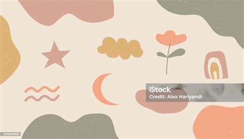 파스텔 색상을 사용하여 추상적 인 모양으로 손으로 그린 배경 벡터 일러스트레이션 0명에 대한 스톡 벡터 아트 및 기타 이미지 0명 개념 기하 도형 Istock