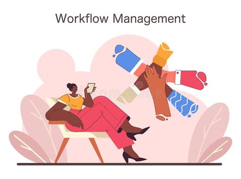 Workflow Management Concept Flat Vector Illustration Stock Vector