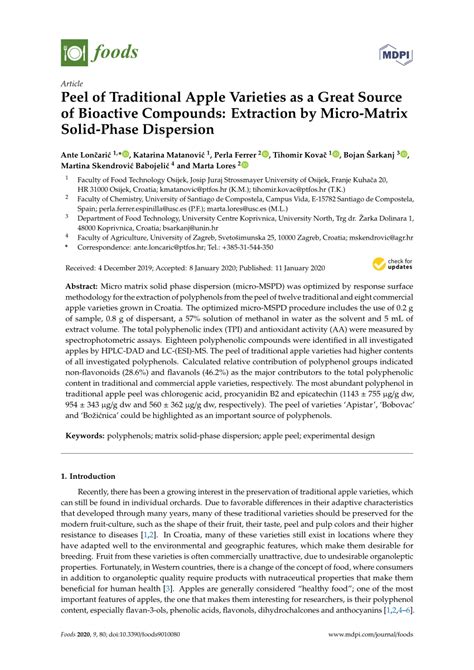 Pdf Peel Of Traditional Apple Varieties As A Great Source Of