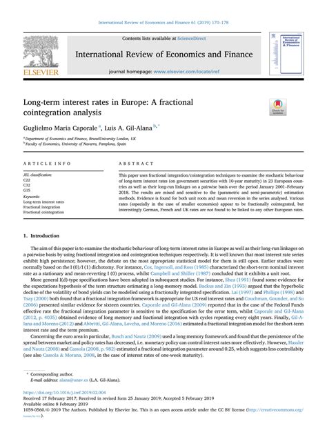 Pdf Long Term Interest Rates In Europe A Fractional Cointegration Analysis