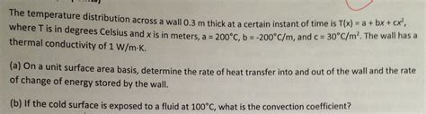 Solved The Temperature Distribution Across A Wall 0 3 M
