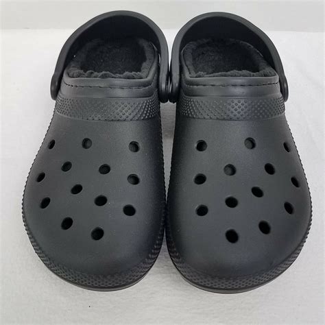 Crocs Classic Furry Lined Clog Slip On Black W 8 M 6 … Gem