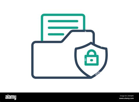 Data Security Icon Folder With Shield And Lock Icon Related To Protect Line Icon Style Data